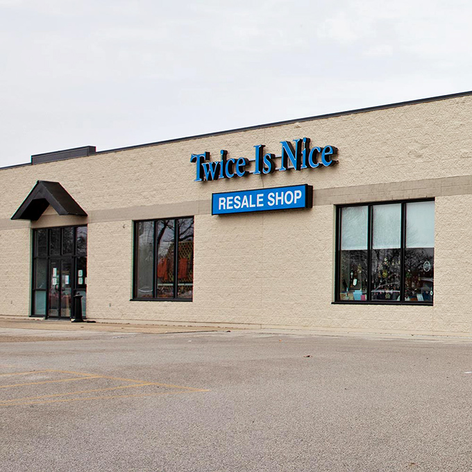 The unassuming exterior of Twice Is Nice hides a treasure trove within, like finding the wardrobe to Narnia in someone's garage sale.