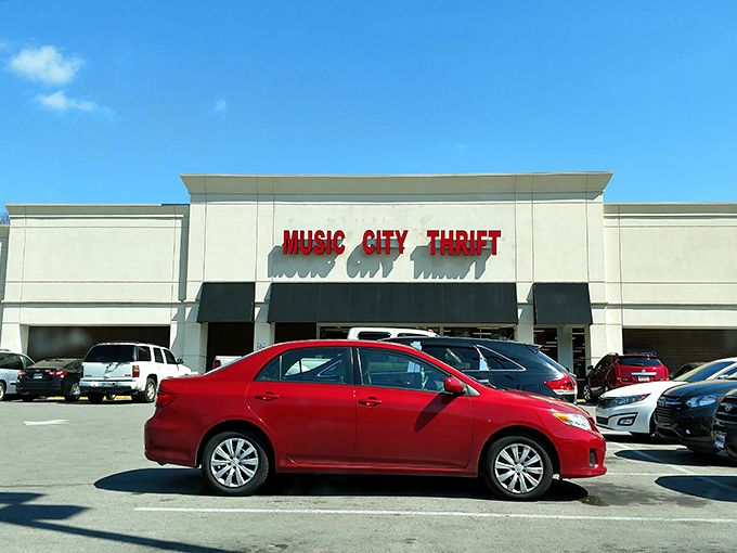 The bright red sign beckons like a siren song to bargain hunters. Welcome to the mothership of secondhand treasures!