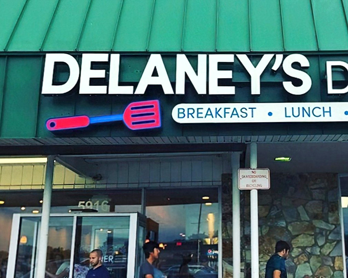 The green-roofed treasure hunt begins! Delaney's Diner in Westerville doesn't need neon lights to announce its breakfast brilliance.