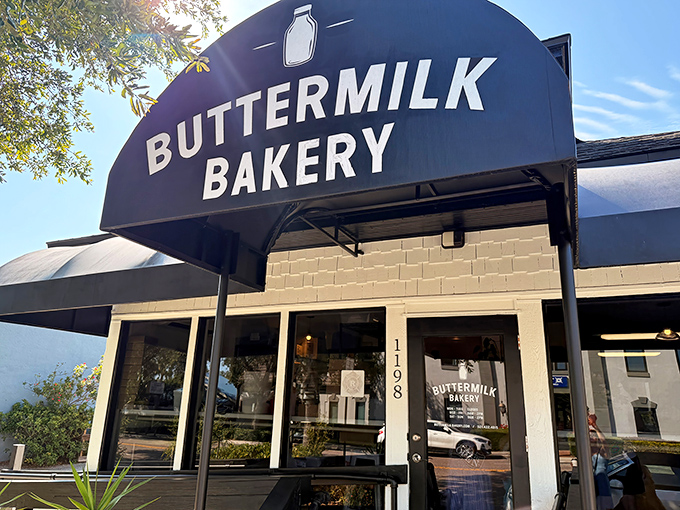 The navy blue awning of Buttermilk Bakery stands like a beacon of carb-laden hope against the Florida sky. Simple, unassuming, yet promising delicious treasures within.