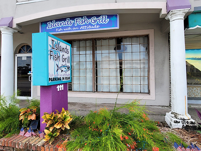 The unassuming exterior of Island Fish Grill hides culinary treasures within, like finding a pearl in an oyster shell.