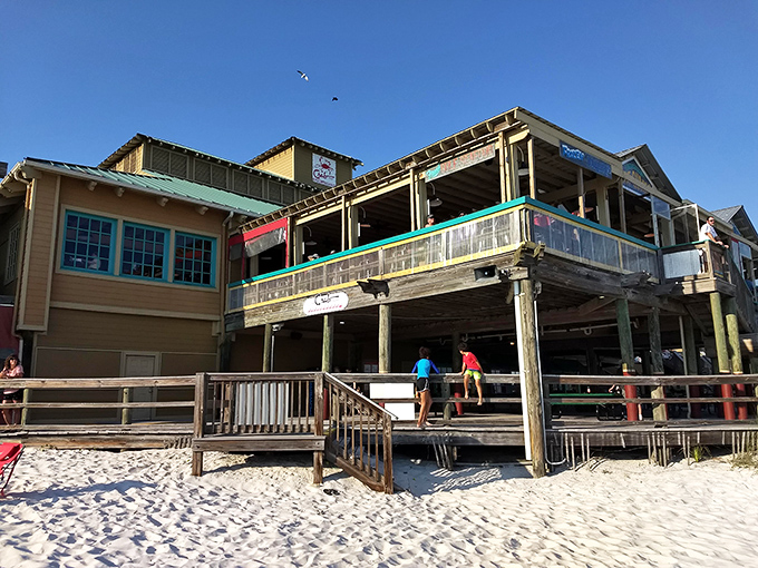 The neon-lit exterior of Floyd's Shrimp House glows like a beacon for hungry seafood lovers, promising all-you-can-eat treasures from the Gulf.