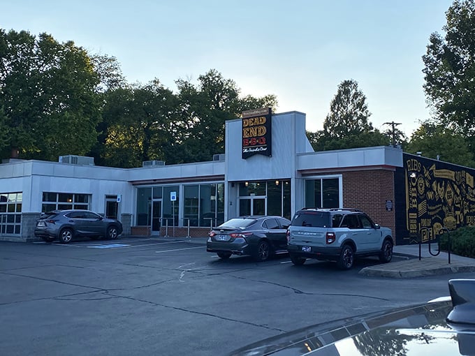 The sign says "Dead End," but for barbecue lovers, it's actually the beginning of a beautiful friendship. Welcome to flavor town.