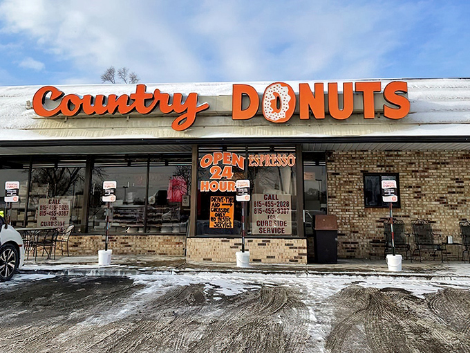 That orange signage isn't just advertising – it's a beacon calling donut lovers home to paradise.