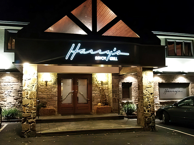 The stone facade of Harry's Savoy Grill stands like a culinary fortress, promising treasures within that Delaware locals have cherished for years.