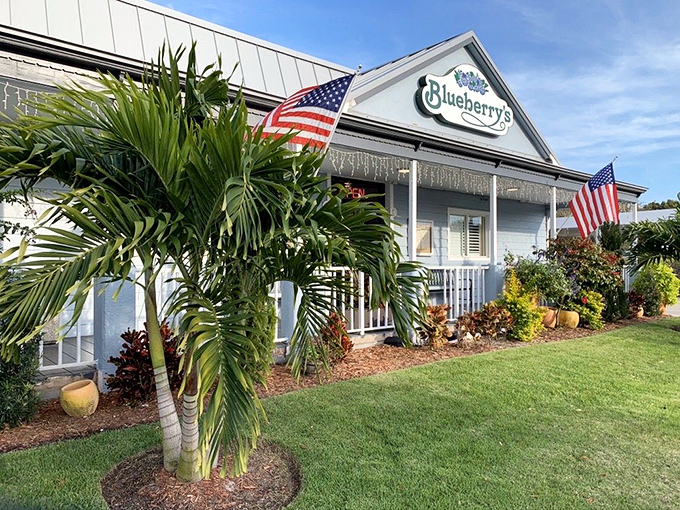 A slice of Florida paradise where breakfast dreams come true. American flags flutter above this charming Naples institution, promising patriotic portions of morning delights.