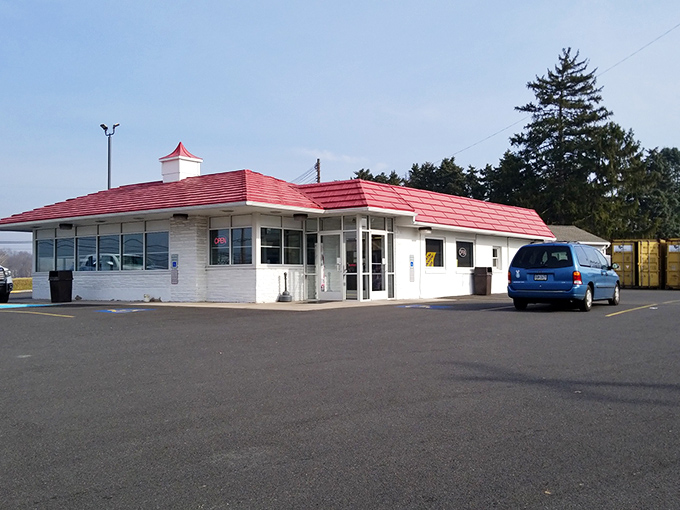 The iconic red roof of Speck's stands out like a beacon for hungry travelers, promising comfort food nirvana in suburban Pennsylvania.
