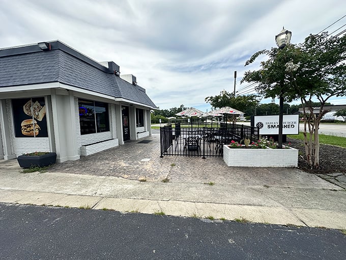 The unassuming exterior of Barley and Burger Smashed belies the flavor explosion waiting inside. Sometimes the best culinary treasures hide in plain sight.