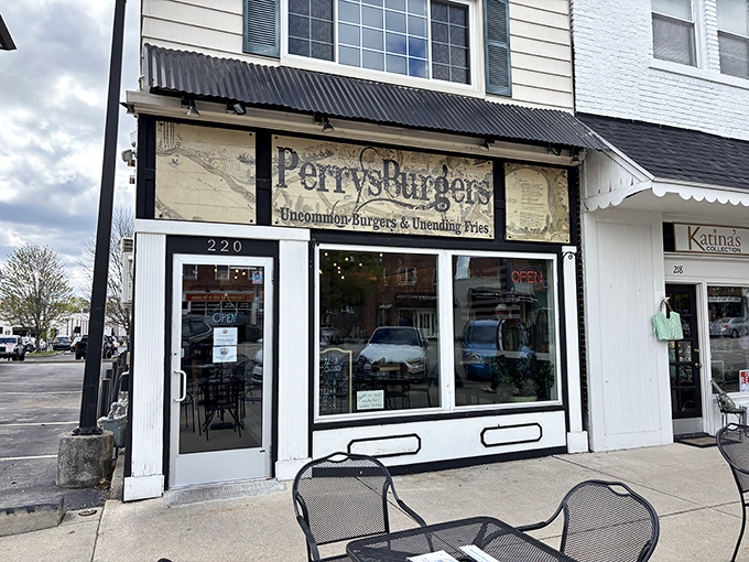 The unassuming storefront of PerrysBurgers promises "Uncommon Burgers & Unending Fries" &ndash; a bold claim that somehow still manages to undersell what awaits inside.