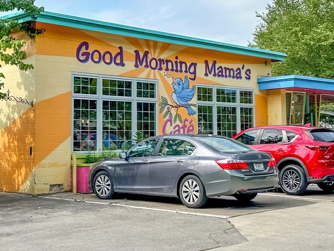 The sunshine-yellow exterior of Good Morning Mama's isn't just a building&mdash;it's a morning mood elevator disguised as a former gas station.