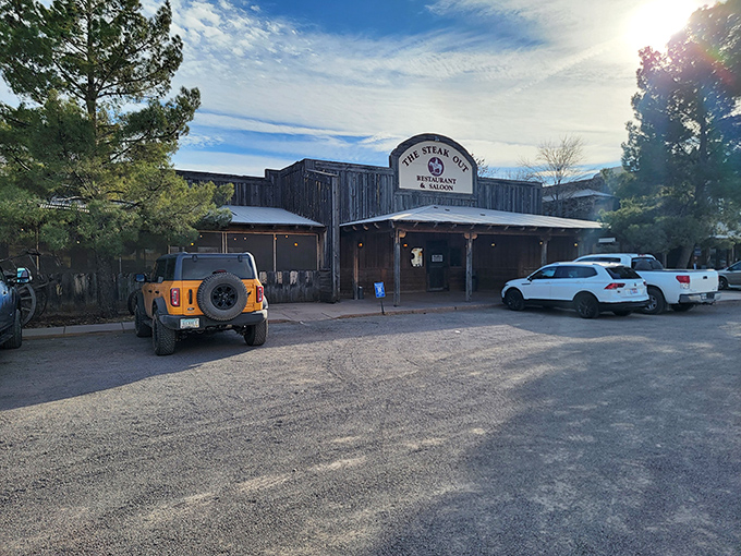 The Western movie set of your dreams isn't in Hollywood&mdash;it's in Sonoita, where The Steak Out's weathered wooden facade promises authentic cowboy cuisine.