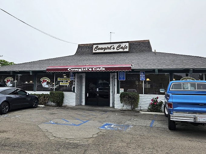 The unassuming exterior of Cowgirls Cafe in Santa Ana promises what fancy restaurants rarely deliver: honest food that speaks directly to your breakfast-loving soul.