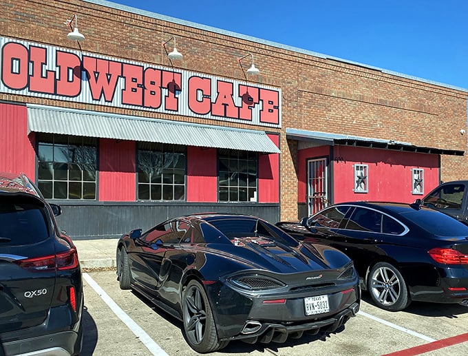 The brick facade and bold red signage of Old West Cafe might look unassuming, but inside awaits a Texas breakfast experience worth setting your alarm for.