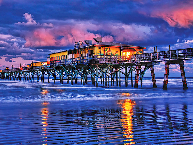 The ultimate Florida dining fantasy realized &ndash; a seafood restaurant literally perched over the Atlantic Ocean on Sunglow Pier. Paradise found!