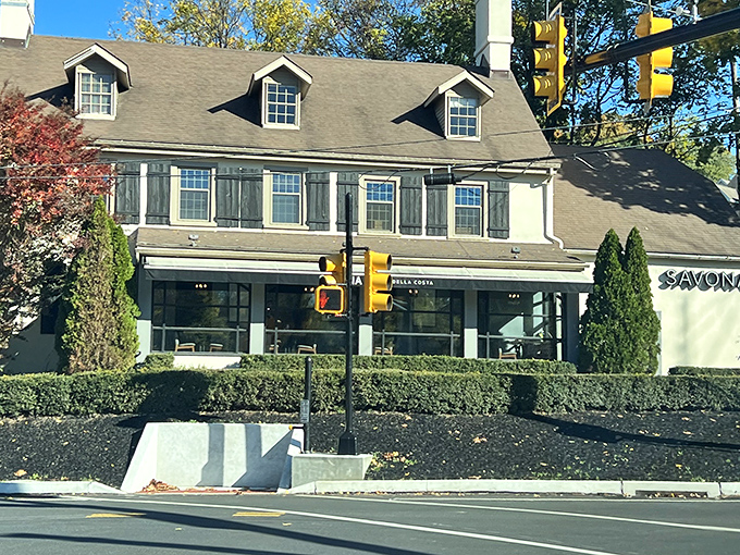 Savona's charming exterior combines colonial architecture with Italian elegance, a Pennsylvania landmark that promises culinary magic within its historic walls.