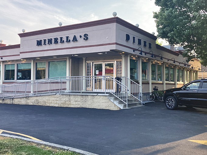 Minella's Diner stands proudly against the Pennsylvania sky, a beacon of breakfast hope for hungry travelers and locals alike.