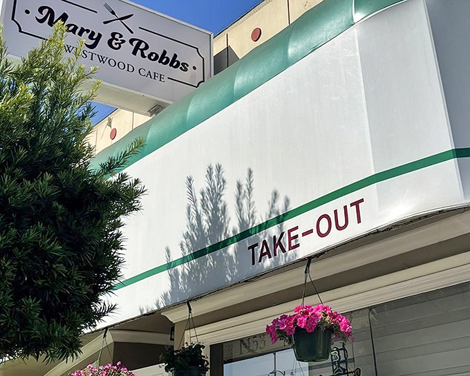 The unassuming storefront of Mary & Robbs Westwood Cafe stands like a time capsule on Westwood Boulevard, promising honest food without the fanfare.