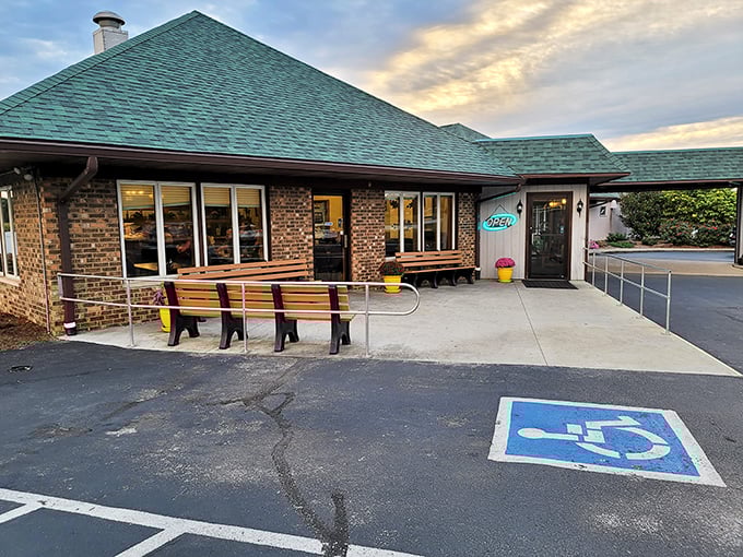 The welcoming porch at Stoll's invites you to pause, breathe in that lake air, and prepare your appetite for what's coming. Pure Indiana serenity.