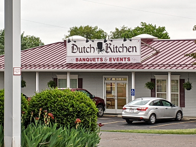 The unassuming exterior of Dutch Kitchen in Dalton hides culinary treasures within. Like Clark Kent's glasses, this modest facade conceals superhero-level cooking.