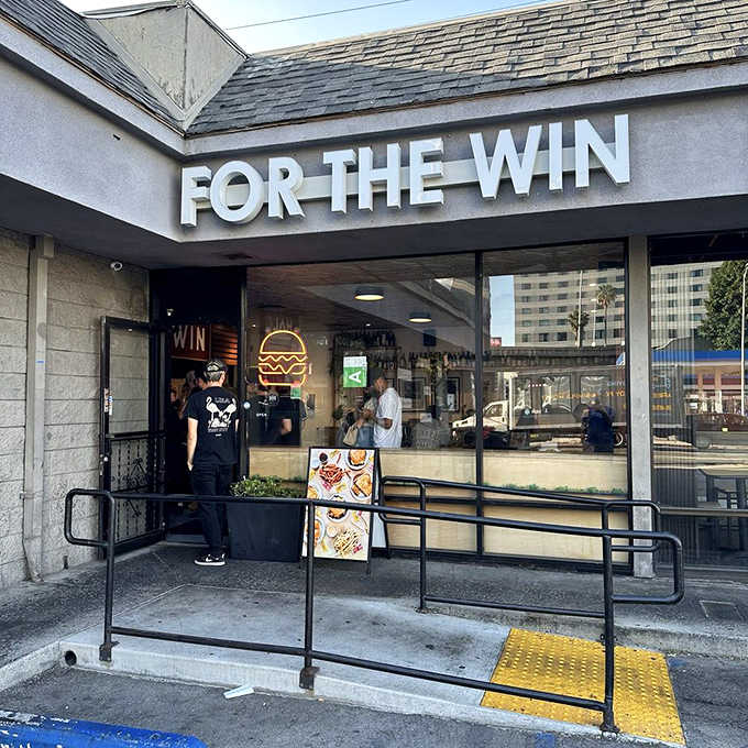 The unassuming storefront belies the culinary treasures within. Like finding a Picasso at a yard sale, For The Win's modest exterior keeps LA's best burger secret&hellip; almost.