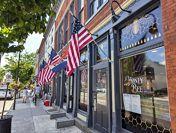 The Honey Bee's storefront practically buzzes with welcome&mdash;honeycomb-patterned windows and proud American flags invite you into this Gettysburg gem.