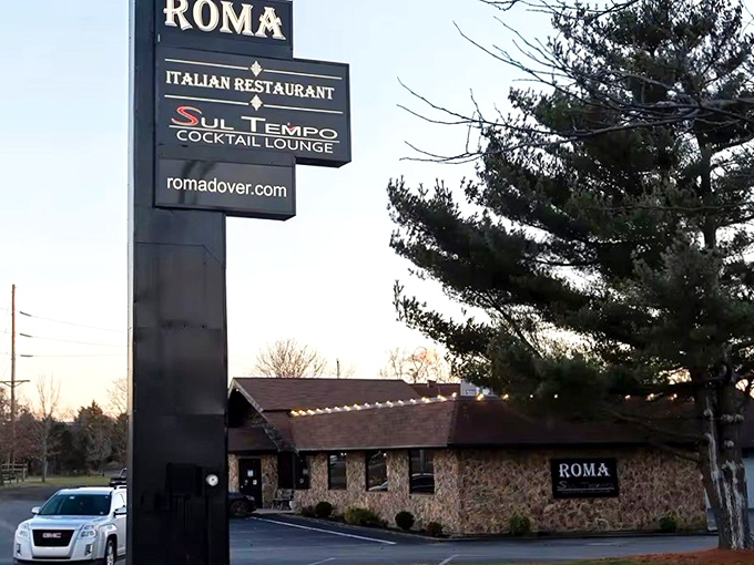 Roma's iconic stone exterior stands like a culinary lighthouse, guiding hungry travelers to this Dover institution that's worth every mile of the journey.