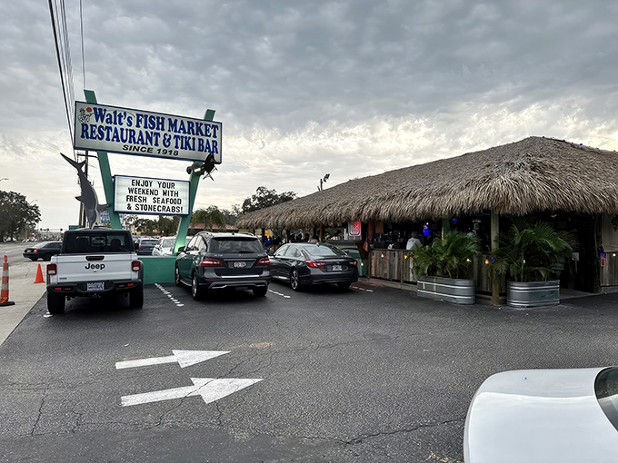 That thatched tiki roof isn't just for show&mdash;it's the universal signal in Florida that seafood paradise awaits underneath. Welcome to Walt's! 