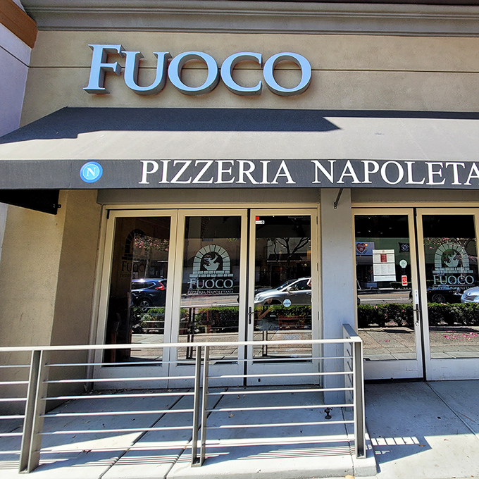 The glowing red FUOCO sign beckons like a lighthouse for pizza pilgrims wandering downtown Fullerton. Naples has arrived in California!