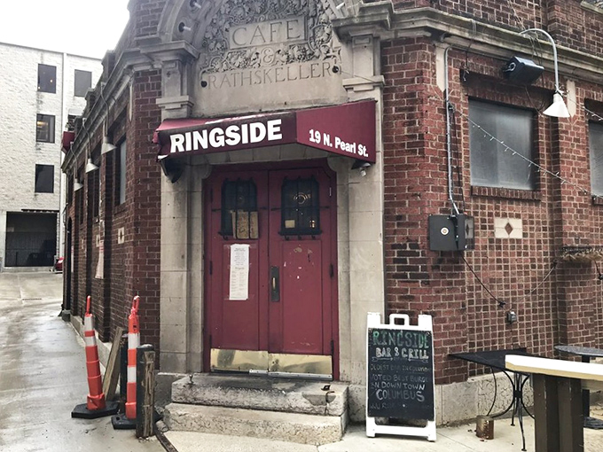 A corner of Columbus history standing defiant against time. The iconic red awning of Ringside Caf&eacute; beckons hungry travelers like a boxing ring's corner flag.