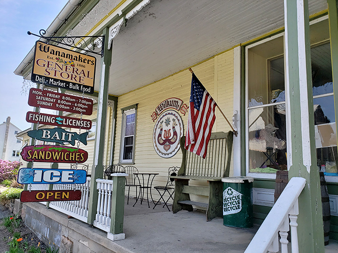 The purple facade of Wanamaker's isn't just eye-catching&mdash;it's a promise that what awaits inside isn't your average country store experience.