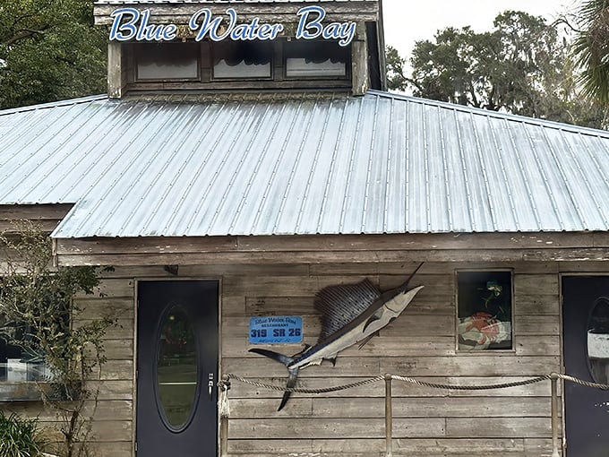 Don't judge this seafood sanctuary by its weathered exterior. Like a Florida fisherman's secret hideaway, Blue Water Bay's rustic charm is just the beginning of the story.