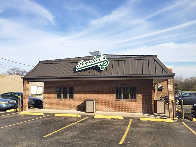 The unassuming brick exterior of Ivanhoe's stands like a humble guardian of frozen treasures. Small building, enormous reputation.