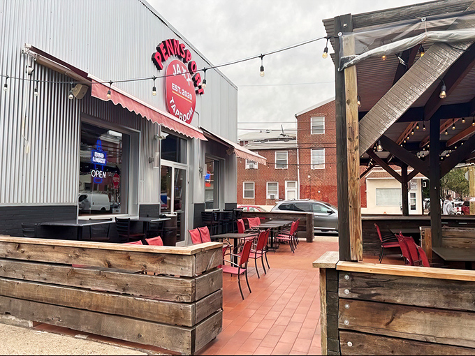 The corrugated metal exterior of Jaxx screams "no-nonsense Philly joint" &ndash; where the focus is on what's inside, not architectural showboating.