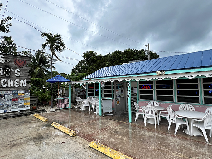 The unassuming turquoise exterior of Mrs. Mac's Kitchen stands like a tropical oasis amid the Florida sunshine. Paradise found at mile marker 99. 