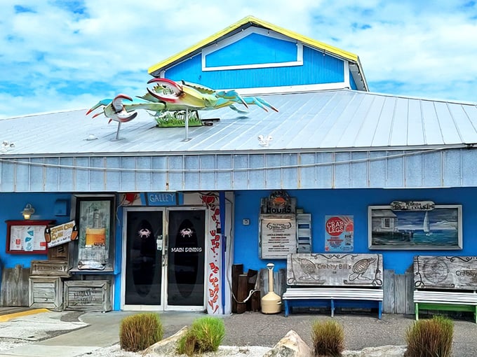 You can't miss this seafood sanctuary with its giant crab mascot perched atop the bright blue exterior. Florida architecture at its most honest and appetizing.