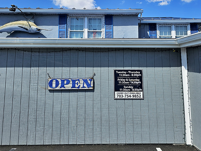 The unassuming blue-gray exterior hides seafood treasures within, like finding Neptune's pantry tucked away on Route 29.