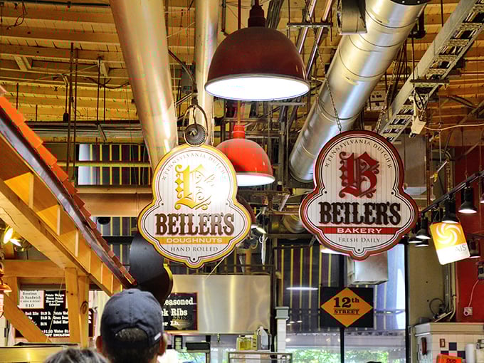 The iconic Beiler's signs hang proudly in Reading Terminal Market, beckoning hungry visitors like lighthouse beacons for the dessert-obsessed.