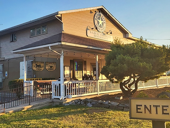 The unassuming exterior of Dodge City Steakhouse proves that culinary treasures don't always come in fancy packages. This is where steak dreams come true.