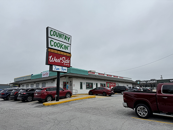 The unassuming exterior of West Side Cafe proves yet again that in Texas, culinary treasures often hide in plain sight, wearing humble architectural clothing.