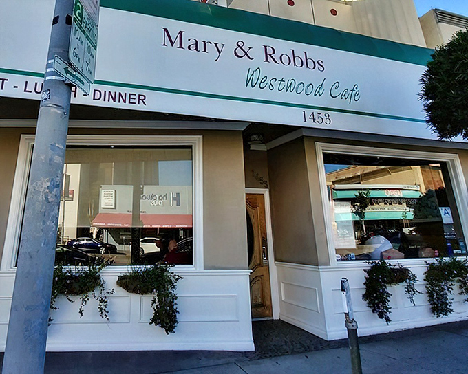 The unassuming storefront of Mary & Robbs Westwood Cafe stands like a time capsule on Westwood Boulevard, promising honest food without the fanfare.