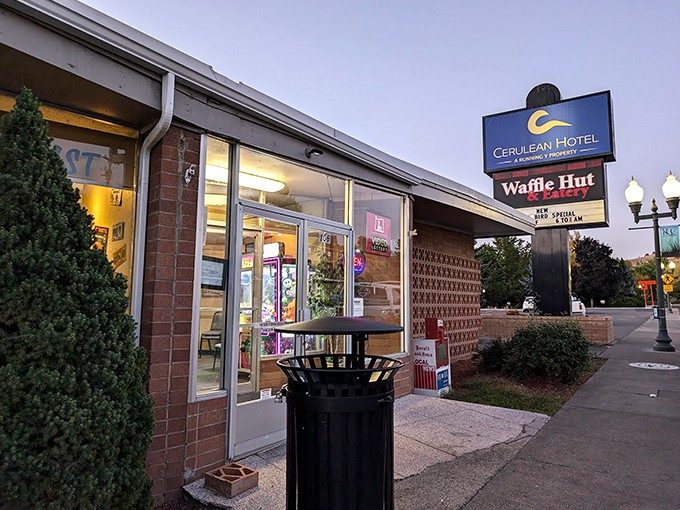 The unassuming exterior of Waffle Hut & Eatery proves once again that culinary treasures often hide in plain sight, waiting for hungry explorers to discover them.