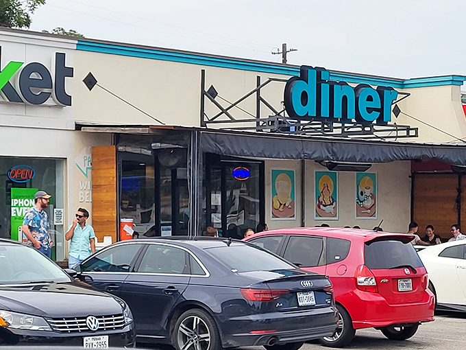 The unassuming exterior of Phoebe's Diner on Oltorf Street hides culinary treasures that locals line up for. Worth every minute of the wait.