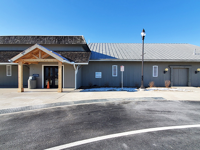The architectural equivalent of comfort food &ndash; this weathered wooden exterior promises authentic Midwestern hospitality before you even reach the door.