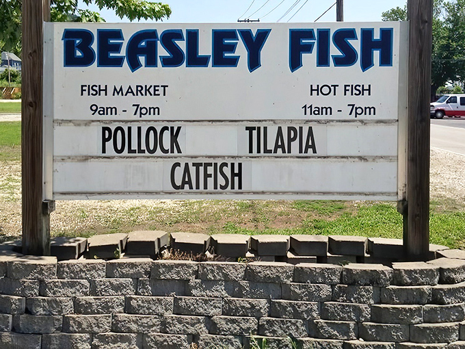 The unassuming white clapboard building with its bold blue signage promises one thing: authentic river cuisine without pretense. Mississippi views included at no extra charge.