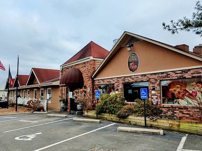 The welcoming brick-and-tan exterior of Local Roots stands ready to lure you in like a culinary siren song to Powell's best-kept secret.