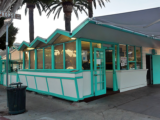 The iconic teal-colored exterior of La Super-Rica beckons like a culinary lighthouse on Milpas Street. Worth every minute in line.