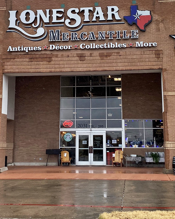 The brick exterior of Lone Star Mercantile beckons with classic Texas charm and an unmistakable "you're gonna find something good in here" vibe.