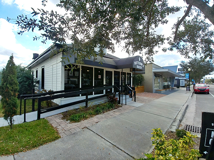 The navy blue awning of Buttermilk Bakery stands like a beacon of carb-laden hope against the Florida sky. Simple, unassuming, yet promising delicious treasures within.