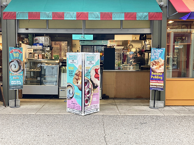 The colorful awning and enticing banners are like sirens calling to carb-lovers everywhere. Cincinnati's sweetest temptation awaits!