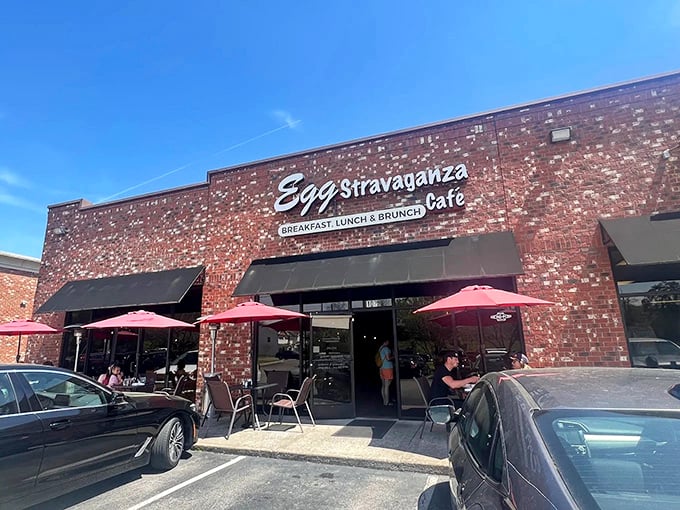 The unassuming brick exterior hides culinary treasures within, like finding a Michelin star in a strip mall. Those black awnings? They're practically waving you in.